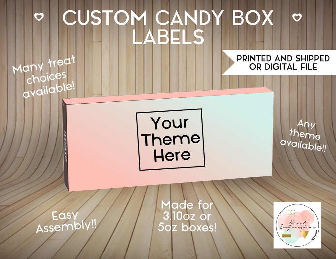 Custom Movie Candy Box Label Prints or Digital File Birthday, Baby ...