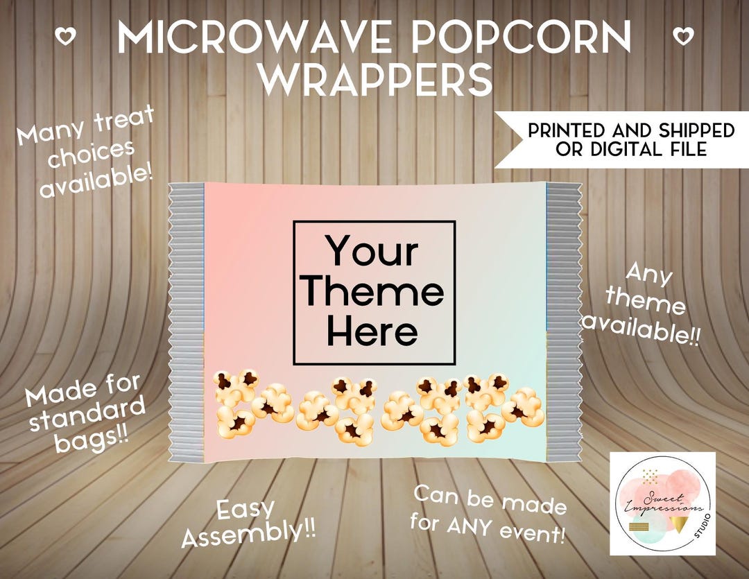 Microwave Popcorn Wrapper Prints or Digital File | Birthday, Baby ...