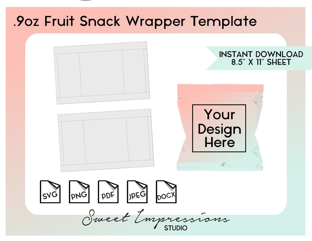Fruit Snack Wrapper Template Blank Template Svg Png Pdf Jpeg Docx