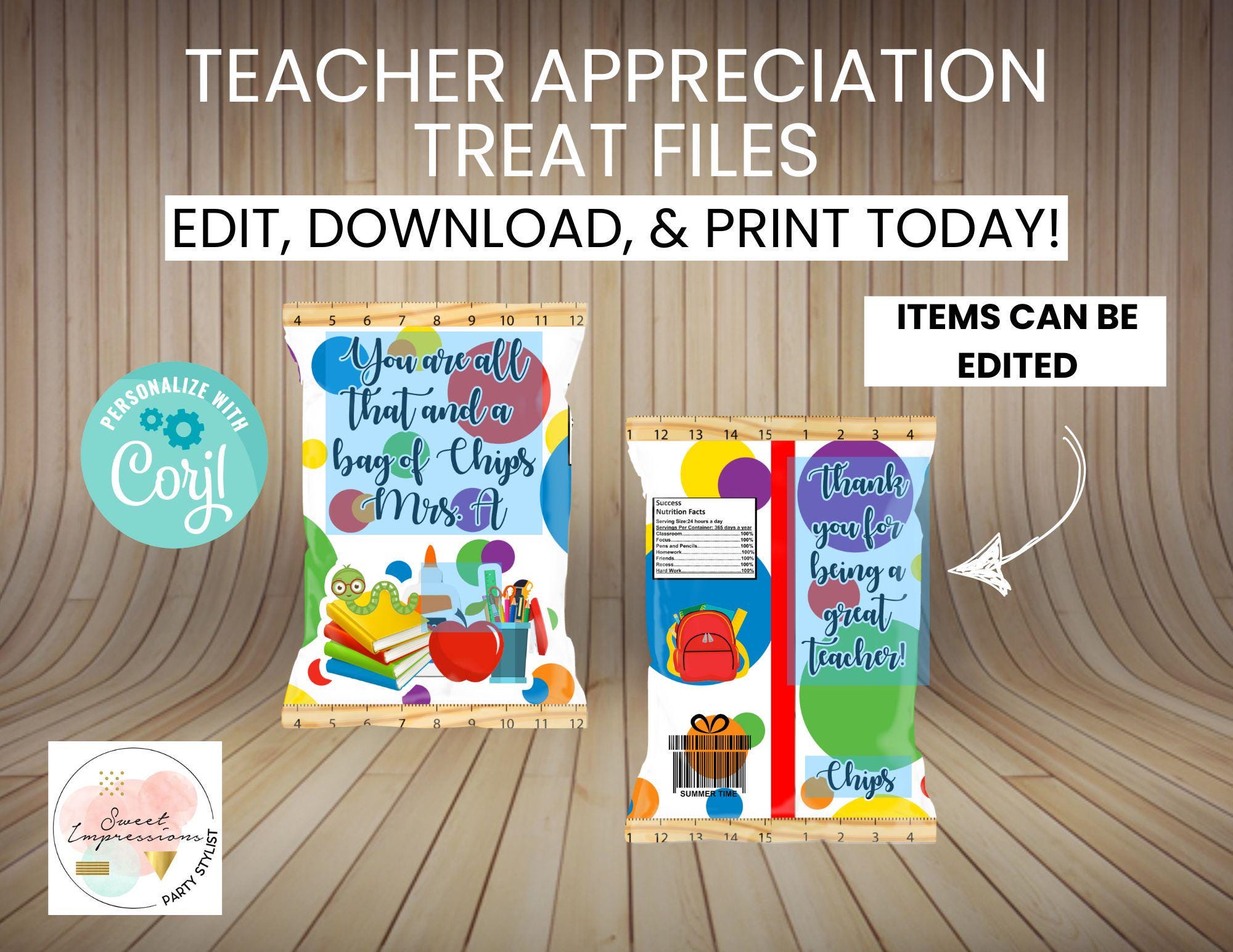 Teacher Appreciation Treat Pack | EDITABLE | Instant Access | School ...