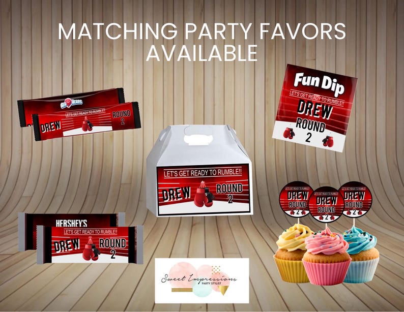 Boxing Ring Mini Cookies Wrapper | EDITABLE | Instant Access | Party ...