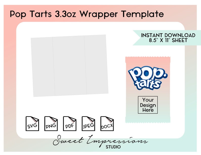 Pop Tarts Wrapper Template | Blank Template | Svg, Png,pdf, Jpeg, Docx ...