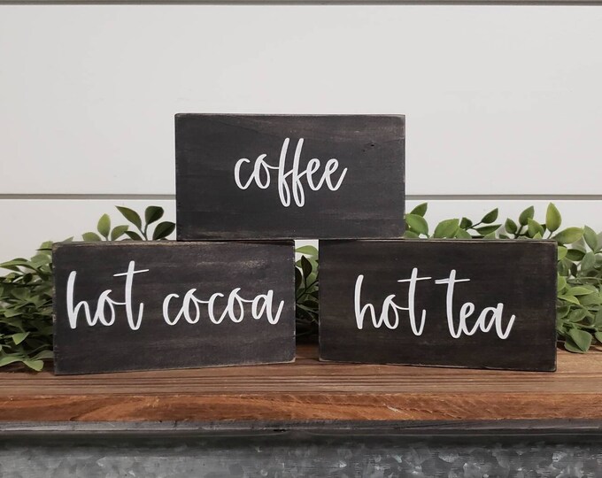Set of 3 Beverage Sign Beverage Signs Coffee Tea Hot Cocoa - Etsy