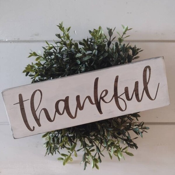 Thankful Wood Sign - Etsy
