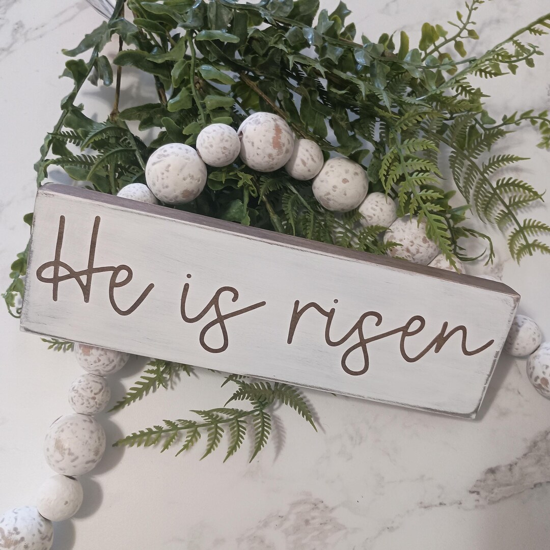 He is Risen Wood Sign, He is Risen, Easter Religious Decor, Neutral ...