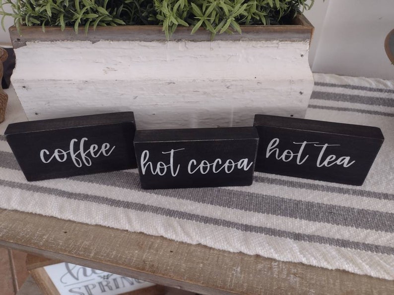 Set of 3 Beverage Sign Beverage Signs Coffee Tea Hot Cocoa - Etsy