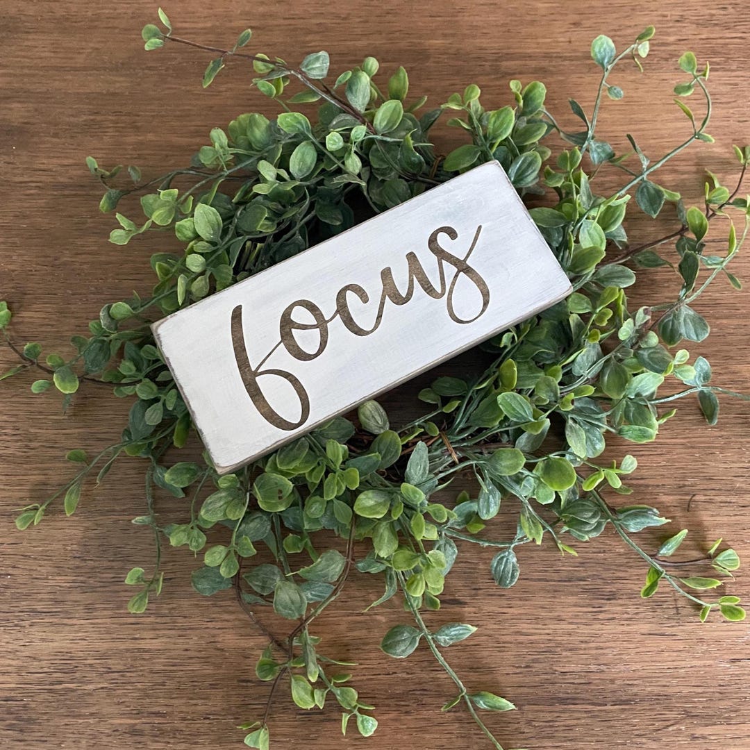 Focus Wood Block Sign, Distressed Neutral Decor - Etsy