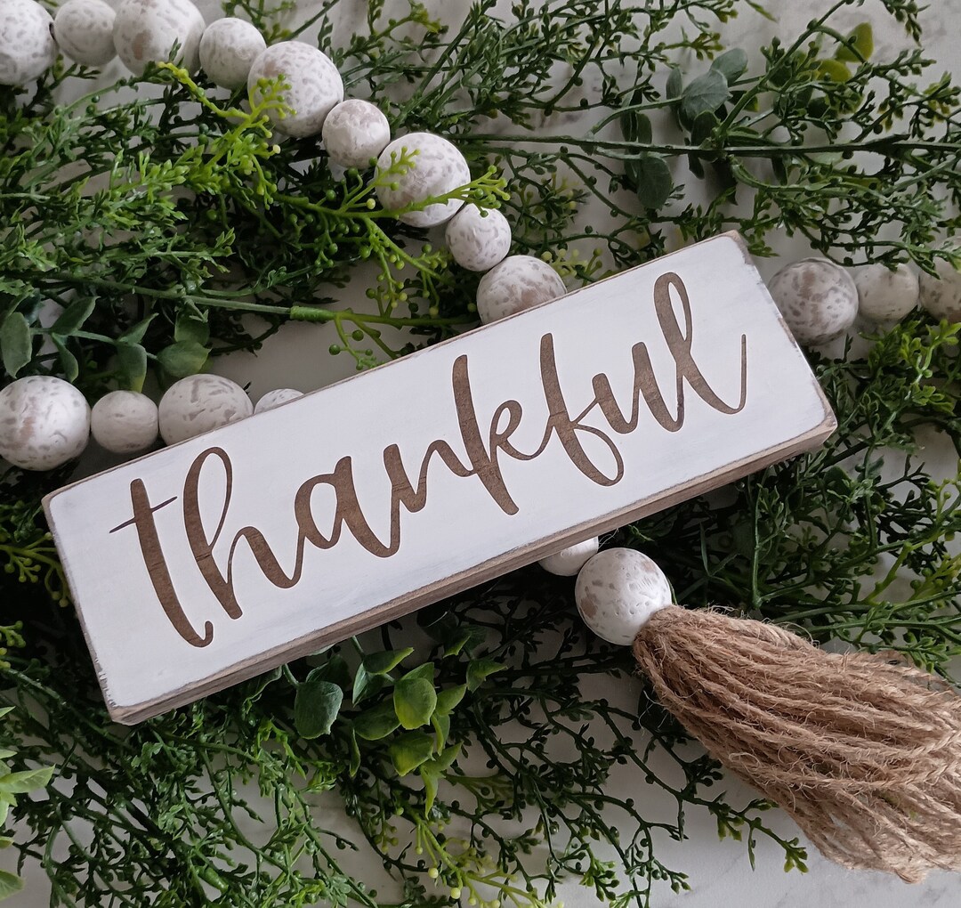 Thankful Wood Block Sign, Thankful Sign, Thanksgiving Decor, Fall Decor ...