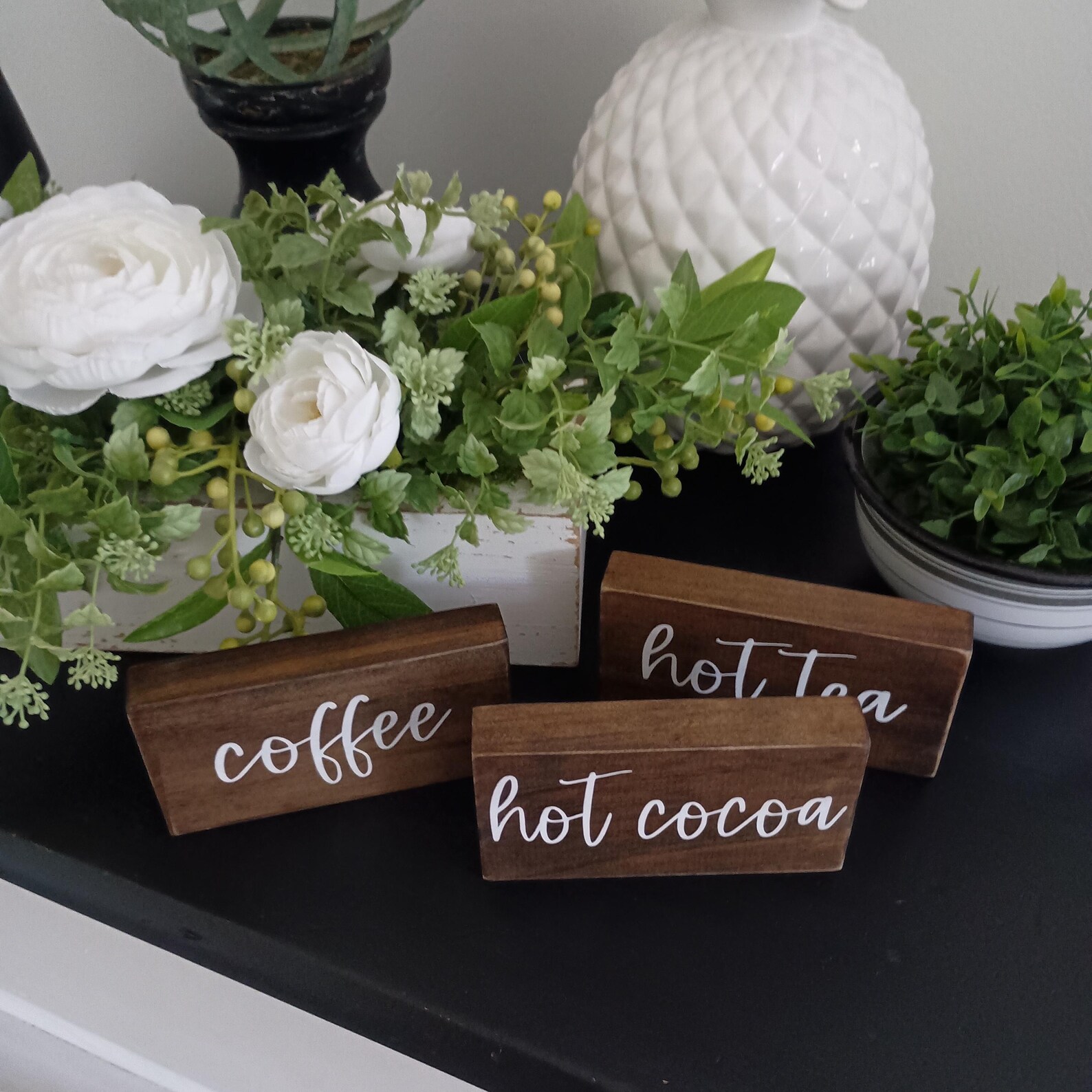 Set of 3 Hand Painted Beverage Signs for Coffee Bar and Kitchen Decor ...
