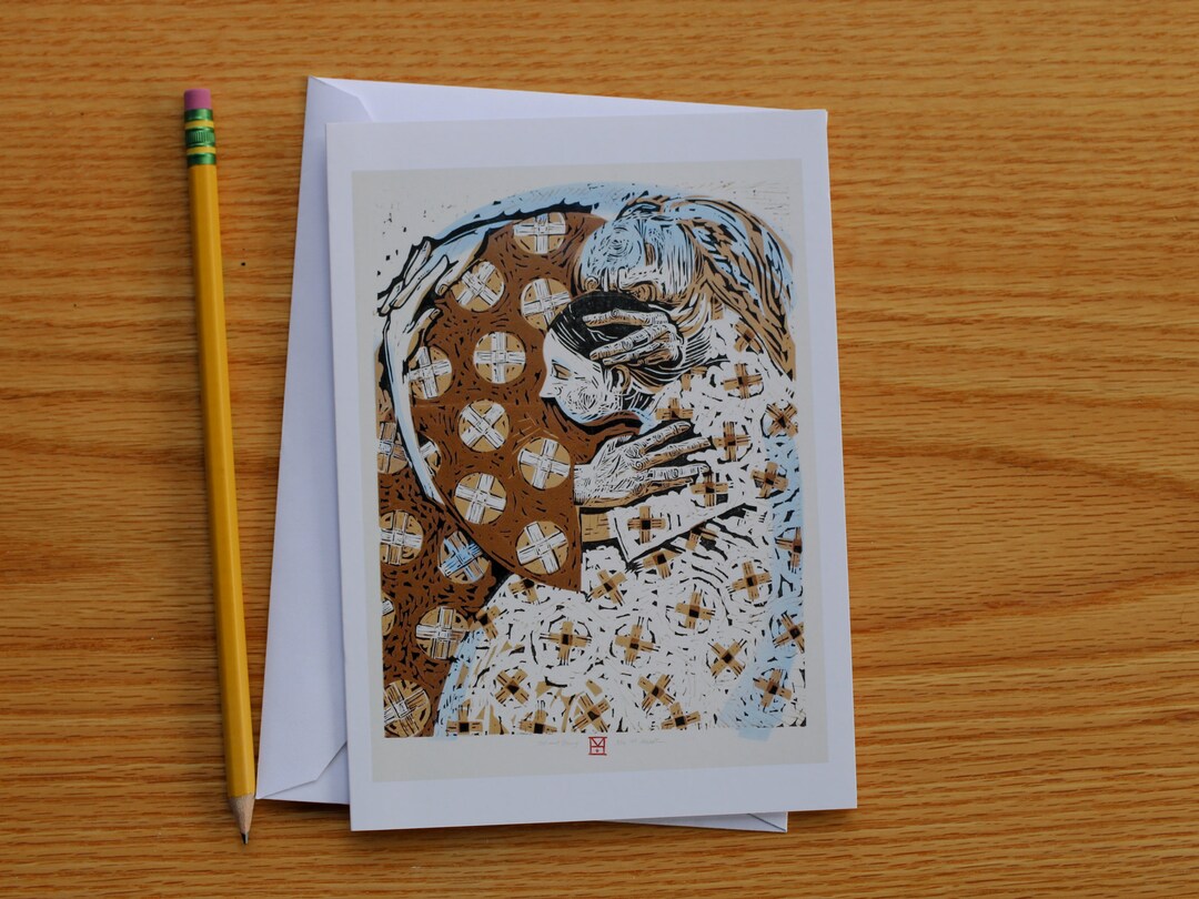 Old and Young Greeting Card / Holly Meade Woodblock Print - Etsy
