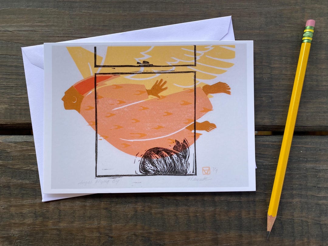 Angel Flying by Greeting Card / Maine Artist Holly Meade Print - Etsy