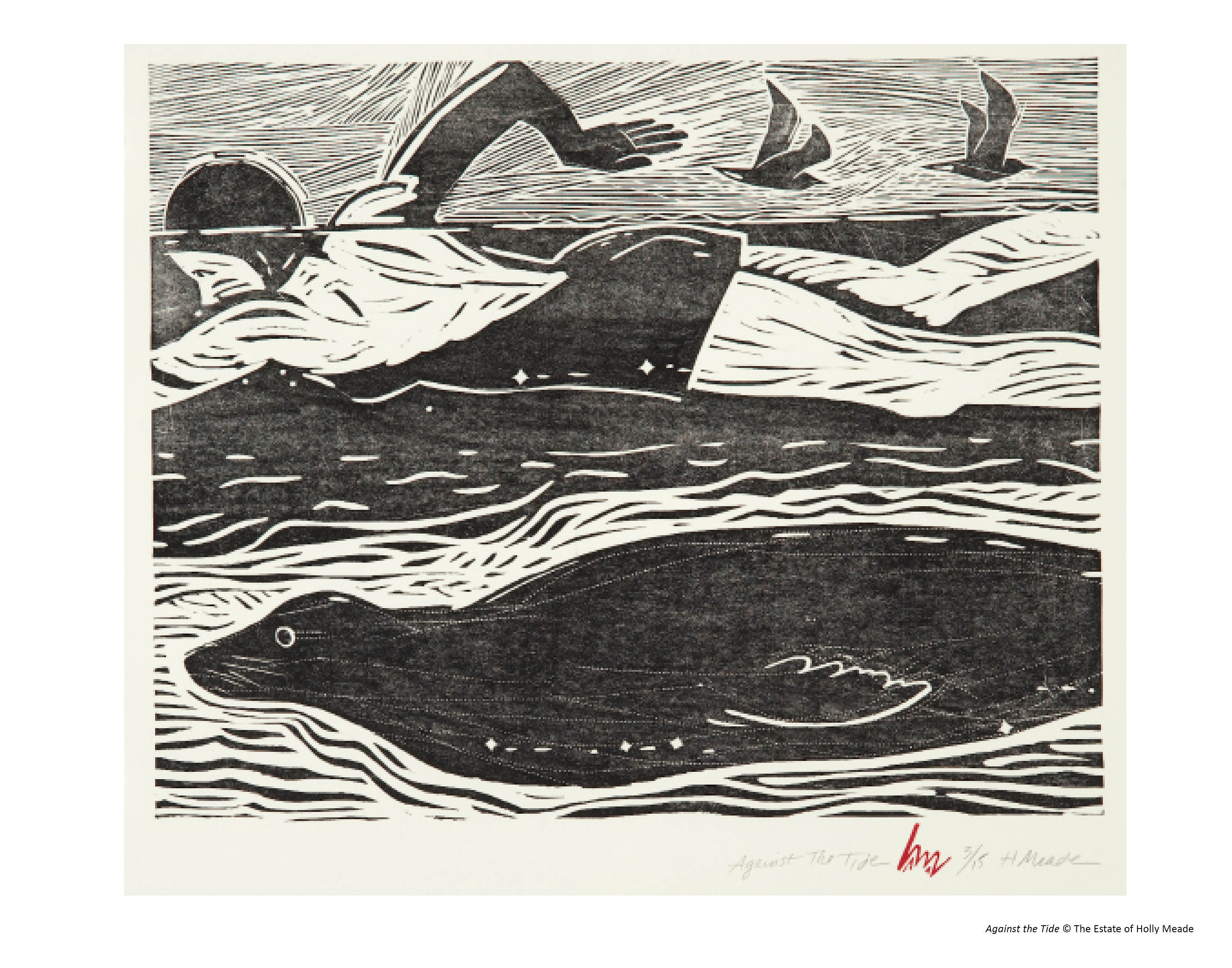 Against the Tide Poster / Swimming With Seal / Reproduction of Holly ...