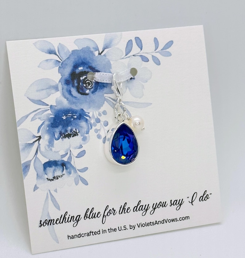 Something Blue Bridal Charm: Swarovski Crystal, Pearl Wedding Bouquet ...