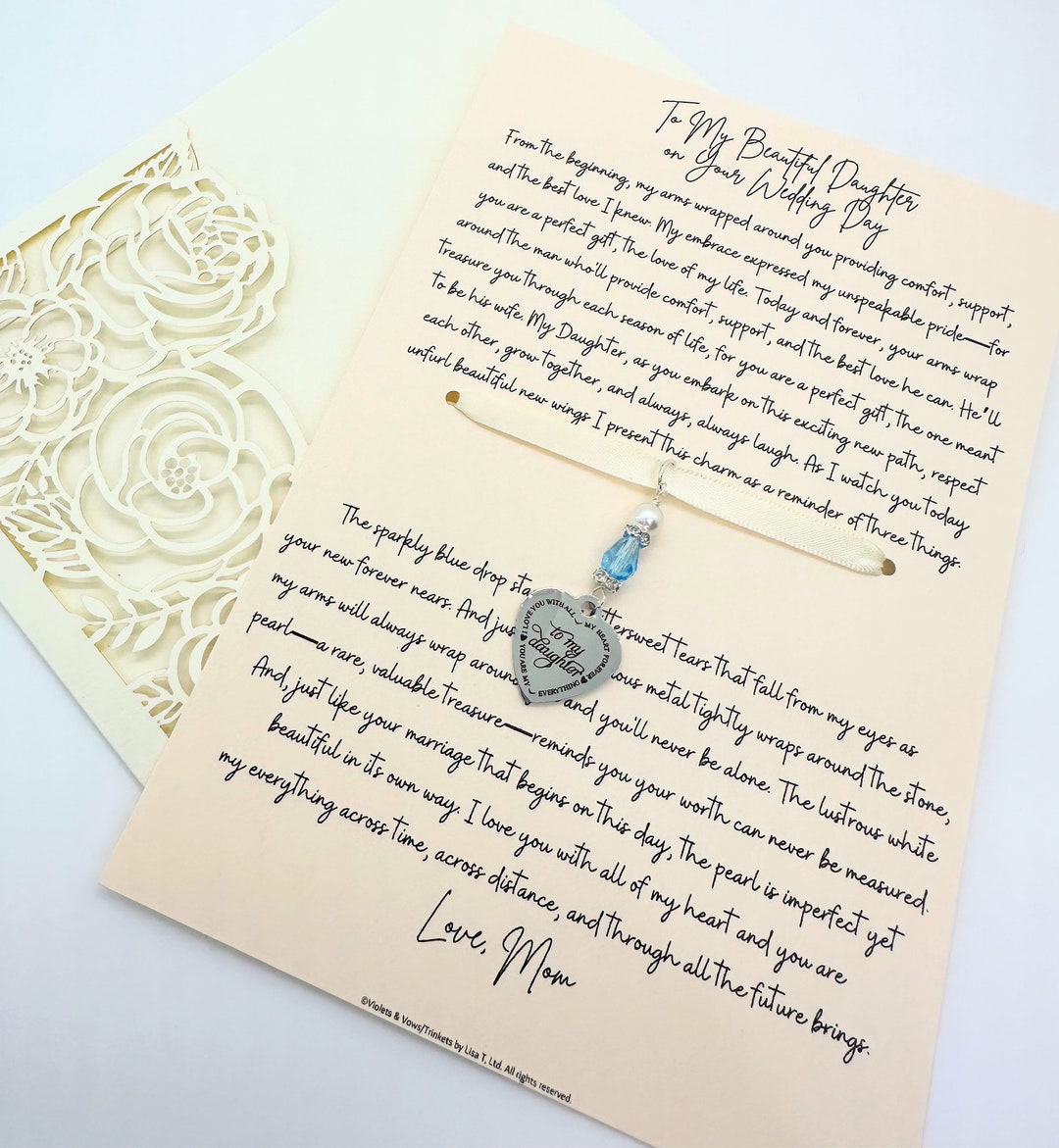 Something Blue for Bride From Mom, Bride Gift From Mom, Card and Charm ...
