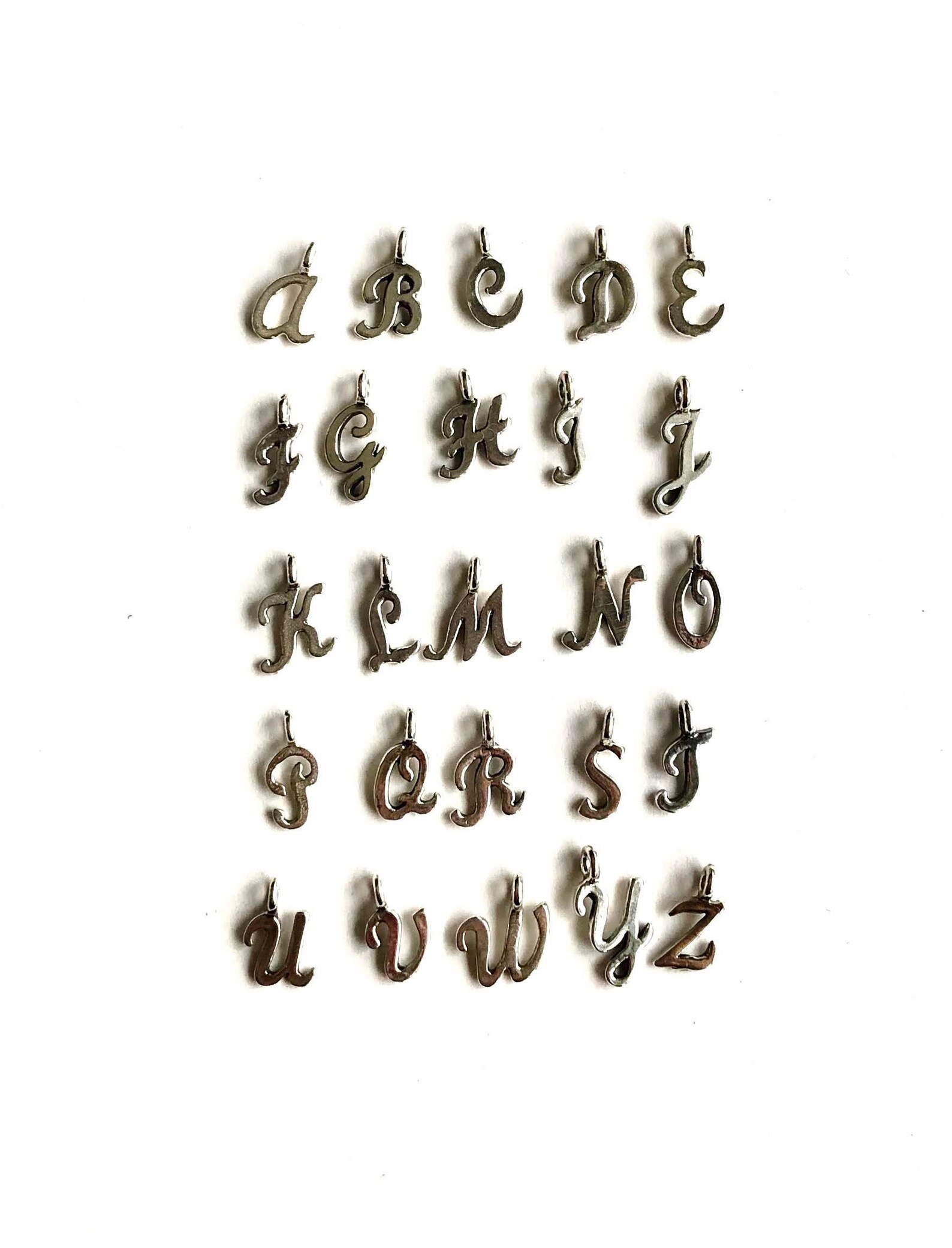 Sterling Silver Script Letter Silver Add on Letter Gold | Etsy