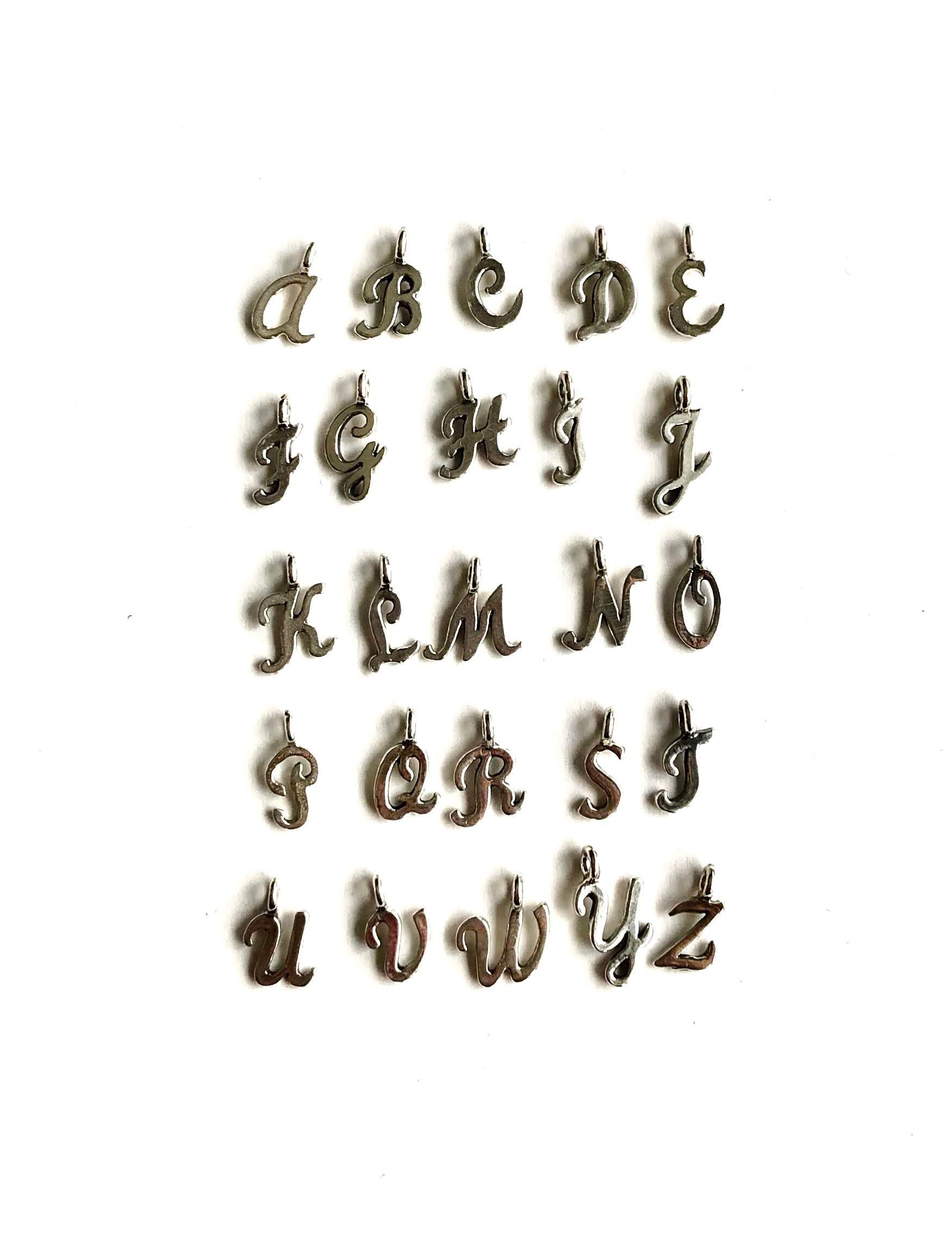 Sterling Silver Script Letter Silver Add on Letter Gold | Etsy