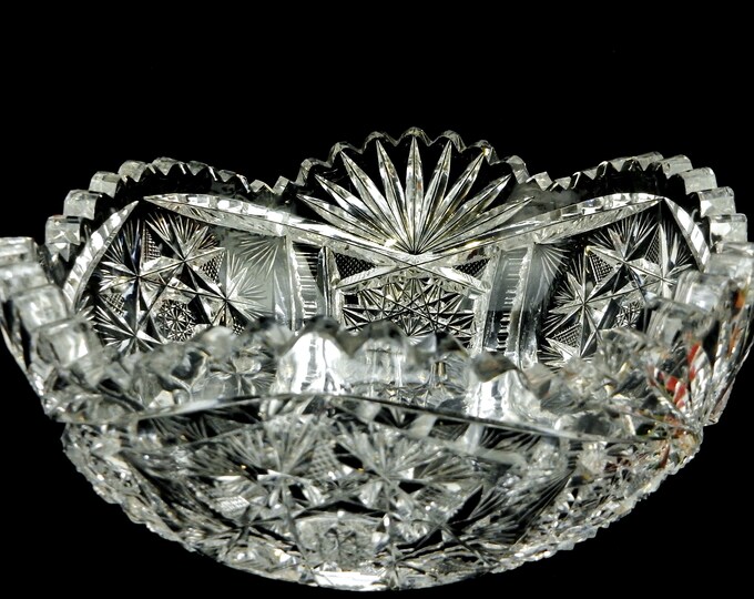 Cut Crystal Vegetable Serving Bowl, Fans & Hobstars, Sawtooth Scalloped ...