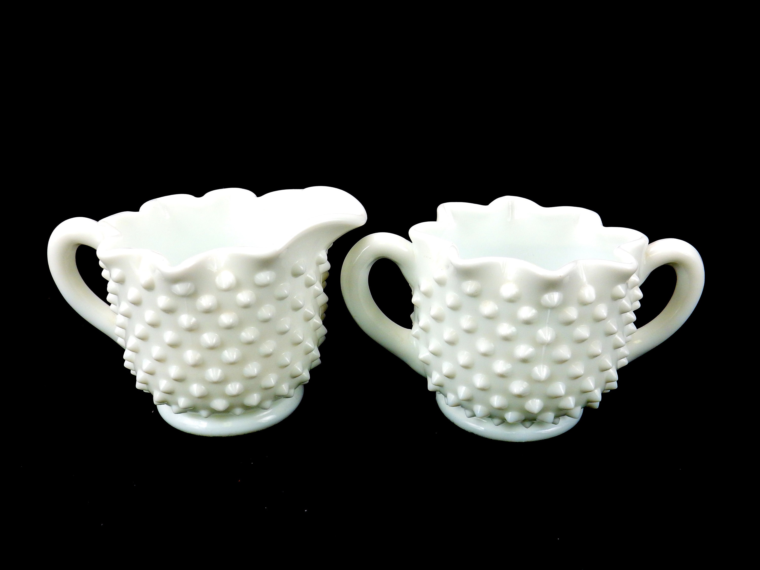 Fenton white milk glass cream and sugar set patrón hobnail | Etsy