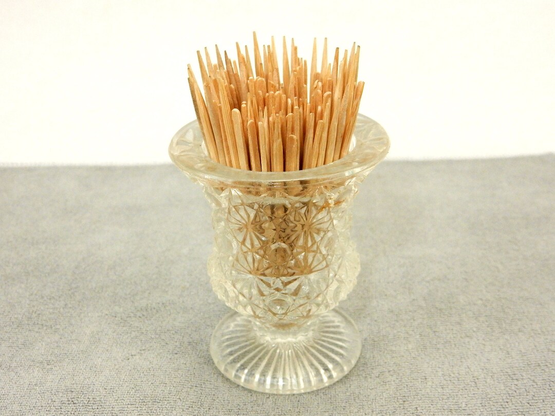 Footed Urn Clear Glass Toothpick Holder, Daisy & Button, L.E. Smith ...