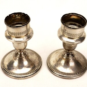 Set of 2 Sterling Candlesticks Cement Weighted W/boboche - Etsy