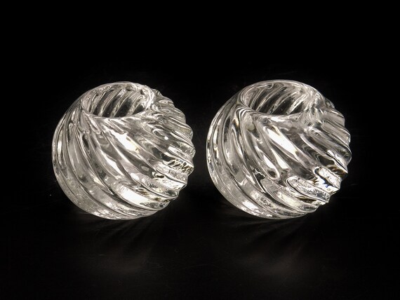 Vintage Crystal Taper Candle Holders Spiral Swirl Cuts - Etsy