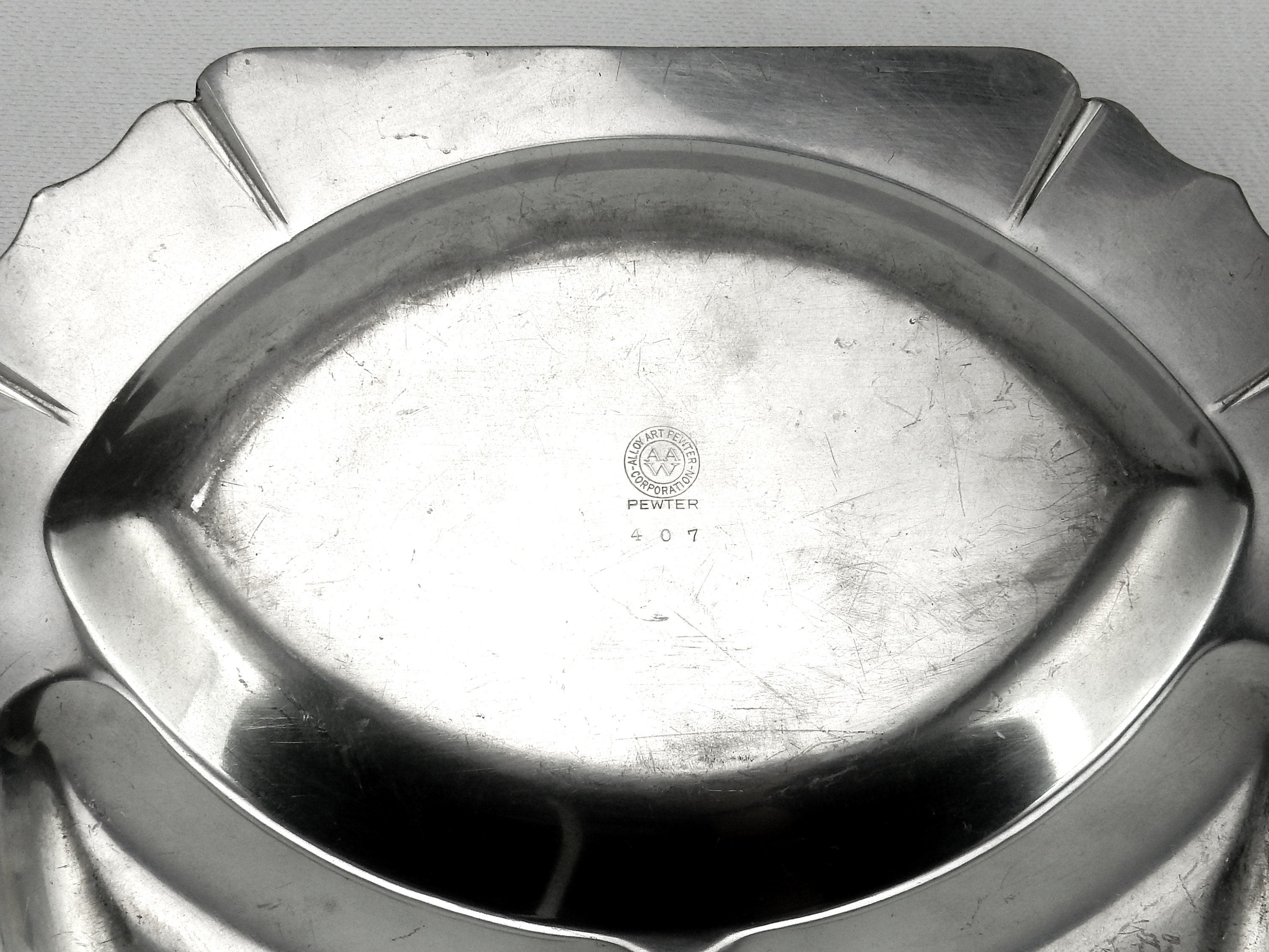 Vintage Pewter Serving Tray With Carry Handle Three | Etsy