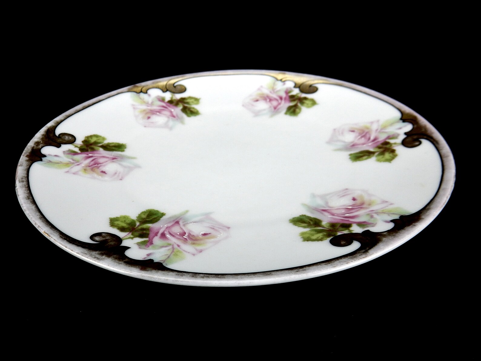 Silesia Porcelain Salad Plate Hermann Ohme Pink Painted | Etsy