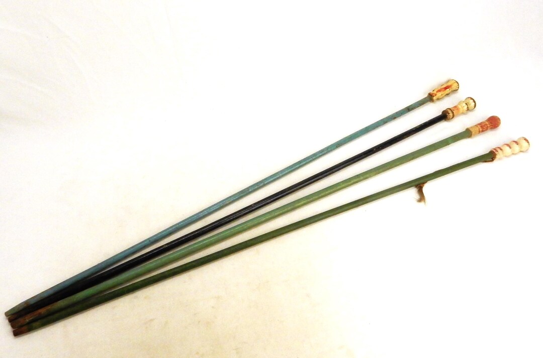 Lot of 4 Carnival Canes, Wooden Handles, Greens & Black, 38 Dowels - Etsy