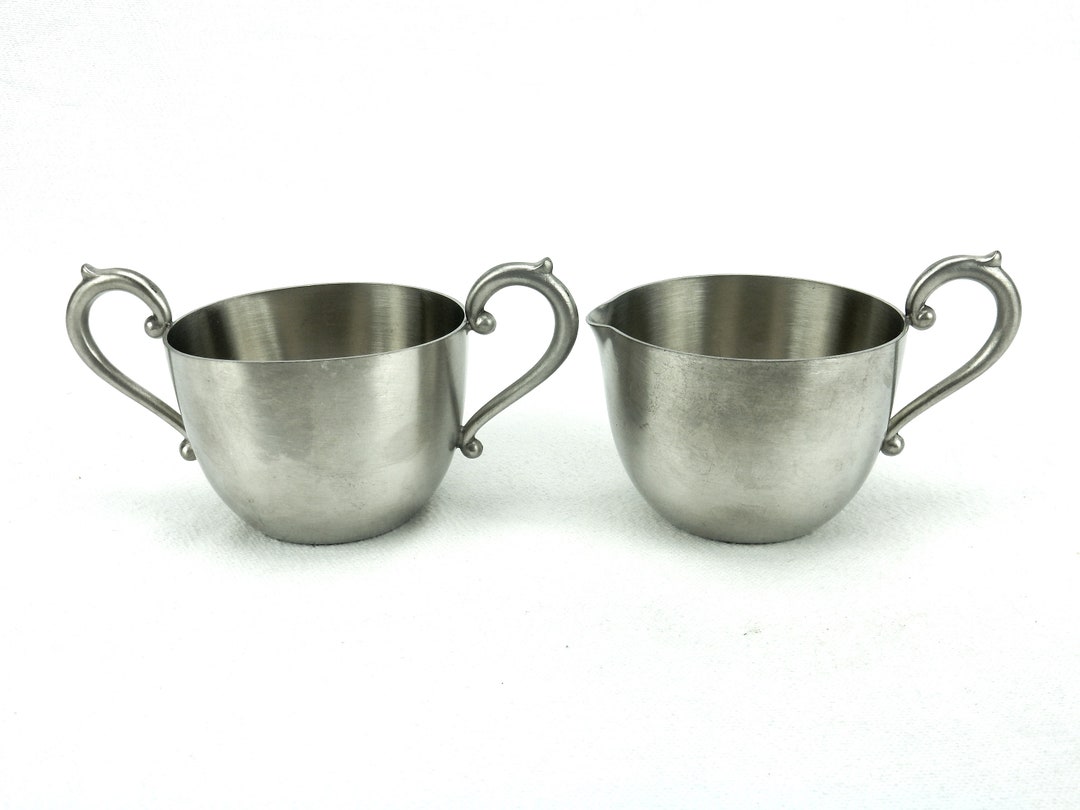 Preisner Pewter Vintage Creamer & Sugar Bowl, Pattern 2109, Polished ...