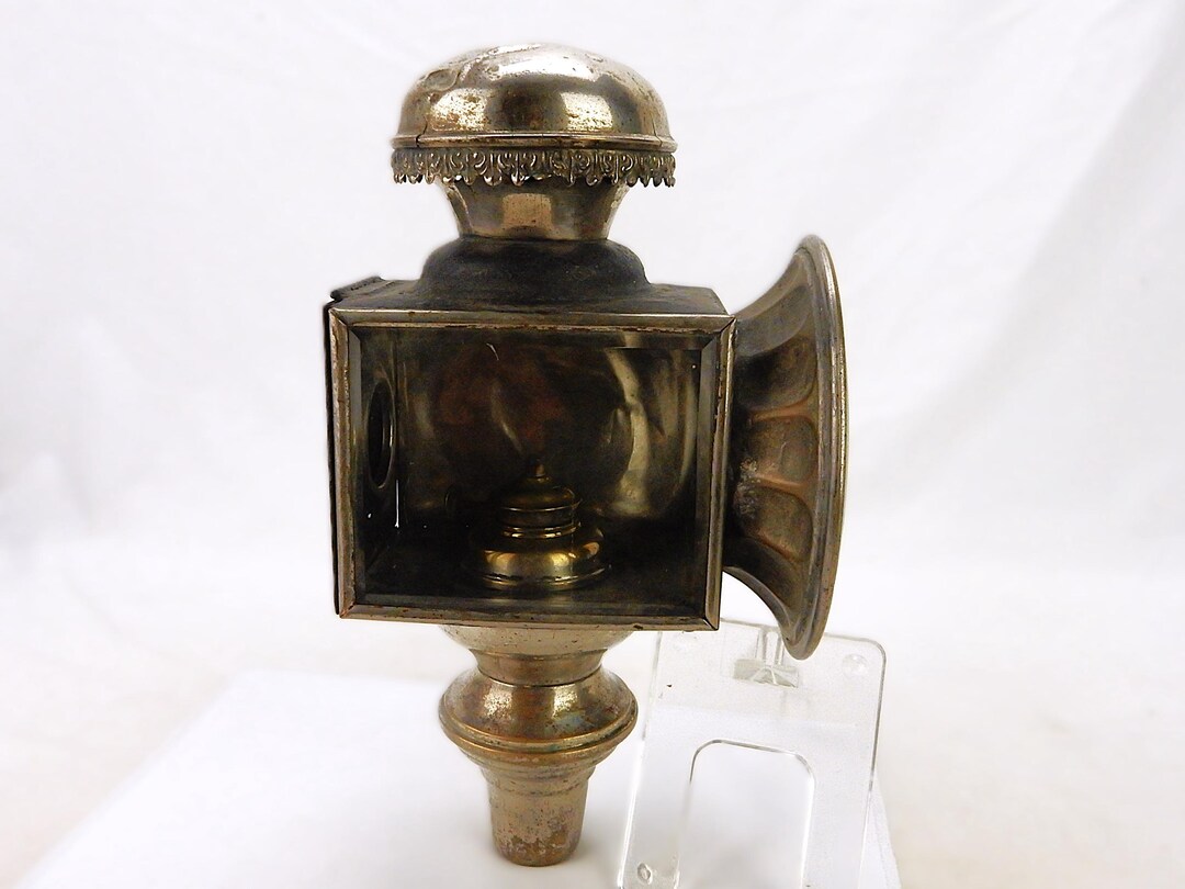 Antique Victorian Carriage Coach Lamp, Brass & Glass, Post Mount, Good ...