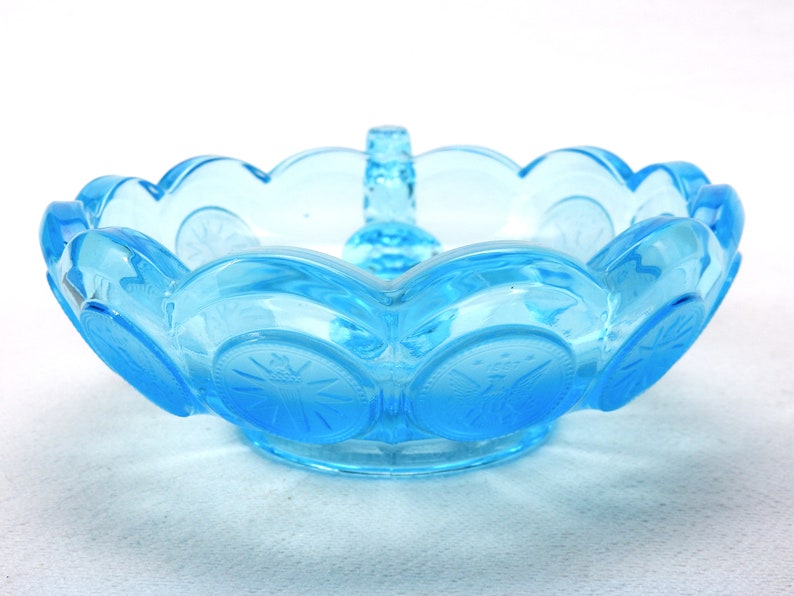 Fostoria Ice Blue Coin Glass Nappy Bowl 5.25 Fluted | Etsy