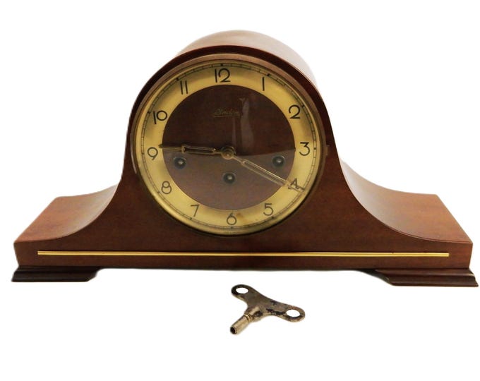 Linden Wooden Mantel Clock, Cuckoo Clock Mfg. Co, W/winding Key ...