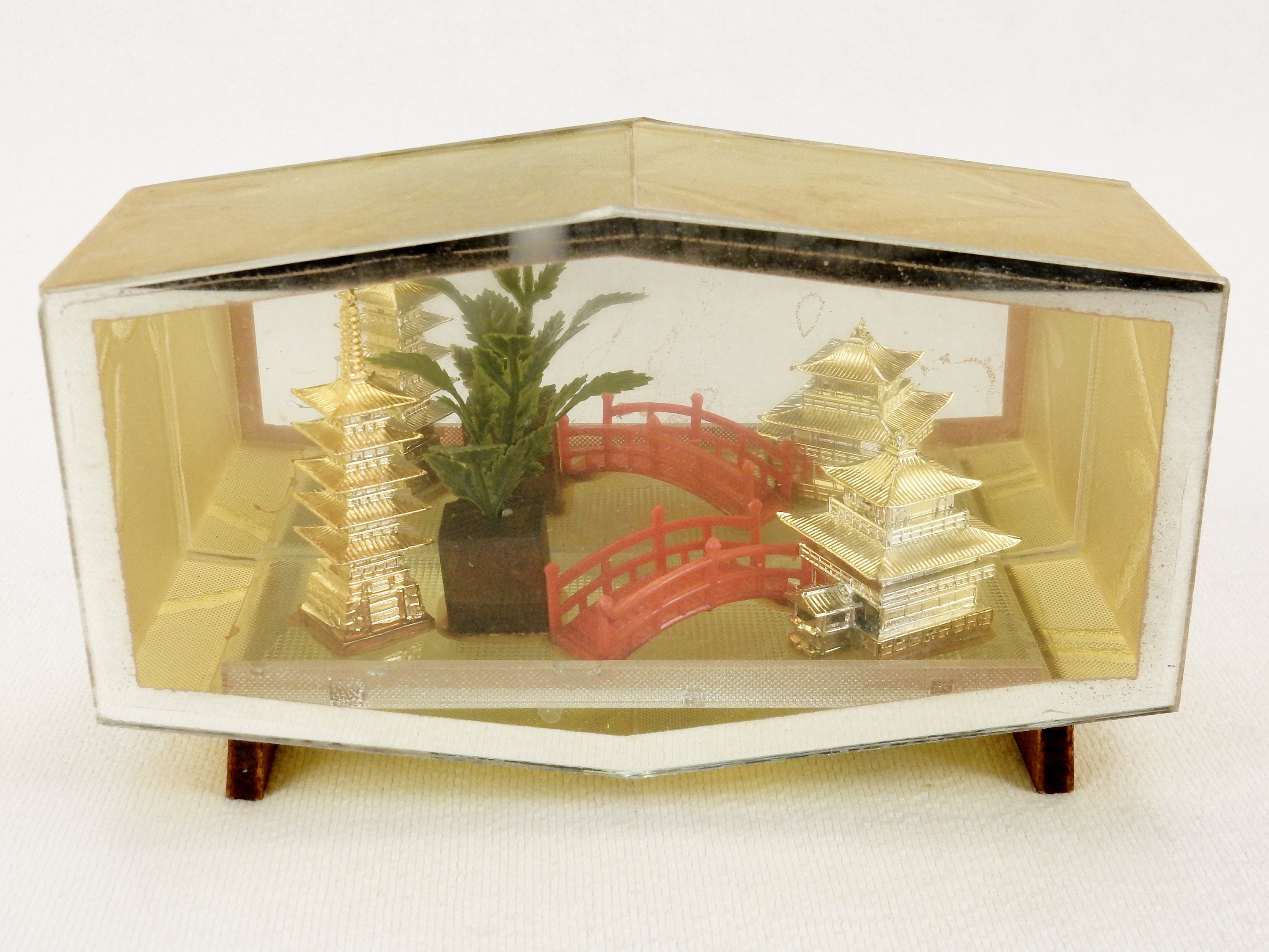 Footed Glass Mirrored Shadow Box Horizontal Hexagon 3D - Etsy