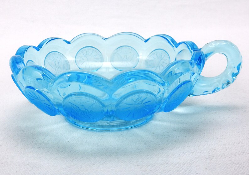 Fostoria Ice Blue Coin Glass Nappy Bowl 5.25 Fluted | Etsy