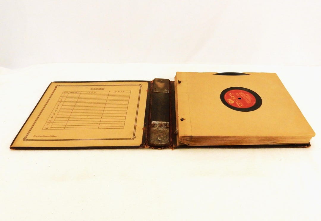 78 RPM Album Storage Book W/12 Records, Binder Style, Vintage/antique ...