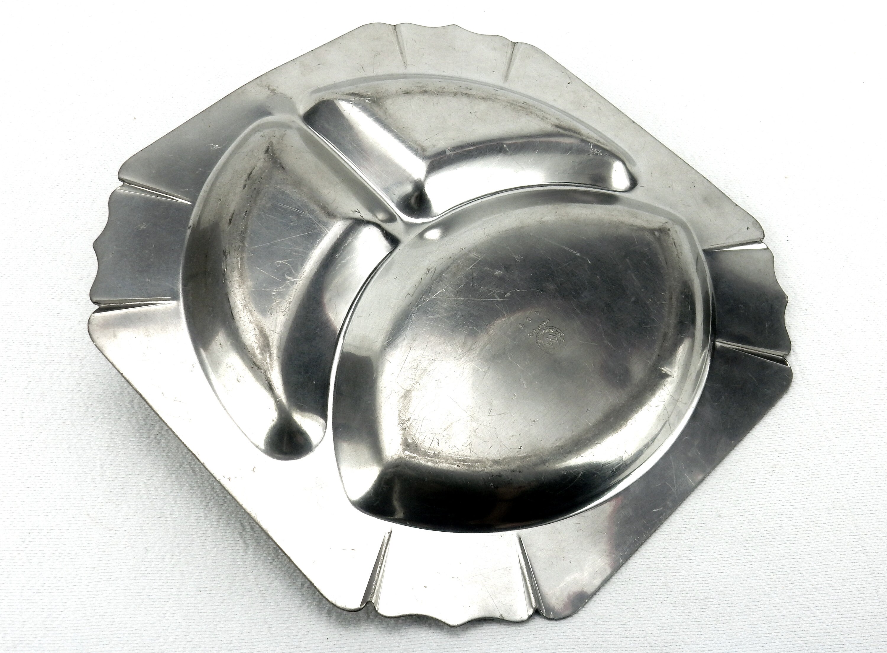 Vintage Pewter Serving Tray With Carry Handle Three | Etsy