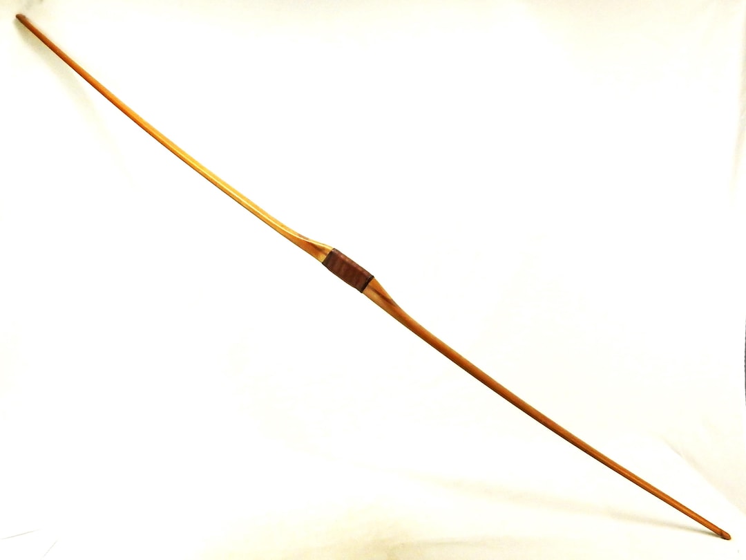 67 Wooden Longbow, Leather Grip, Unstrung, Vintage Hunting Gear, Good ...