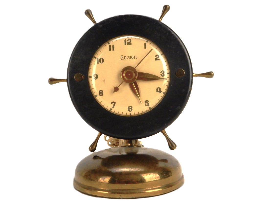 Ensign Nautical Clock, Tilting Ship's Wheel, Analog Display, Vintage ...