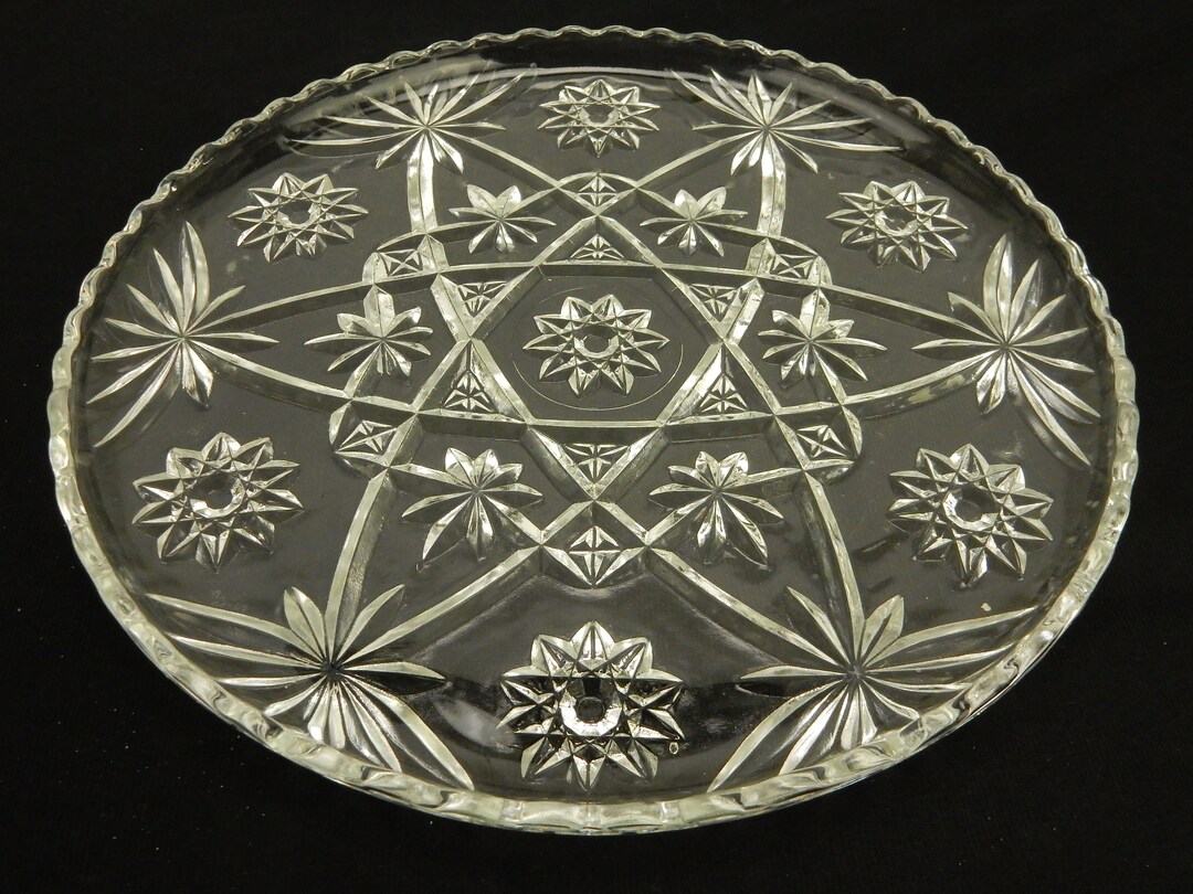 11 Glass Serving Tray Star of David Pattern Scalloped - Etsy