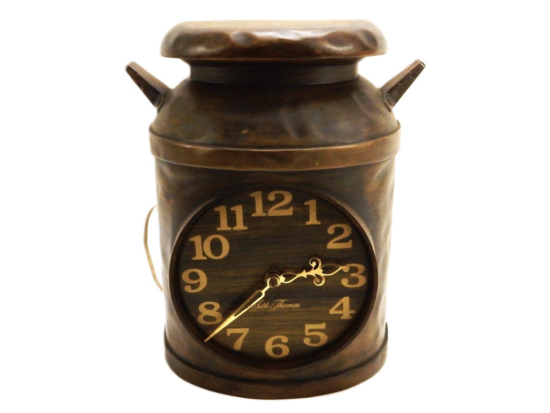 Seth Thomas Brown Milk Can Wall Clock, Antiqued Look W/dents, Electric ...