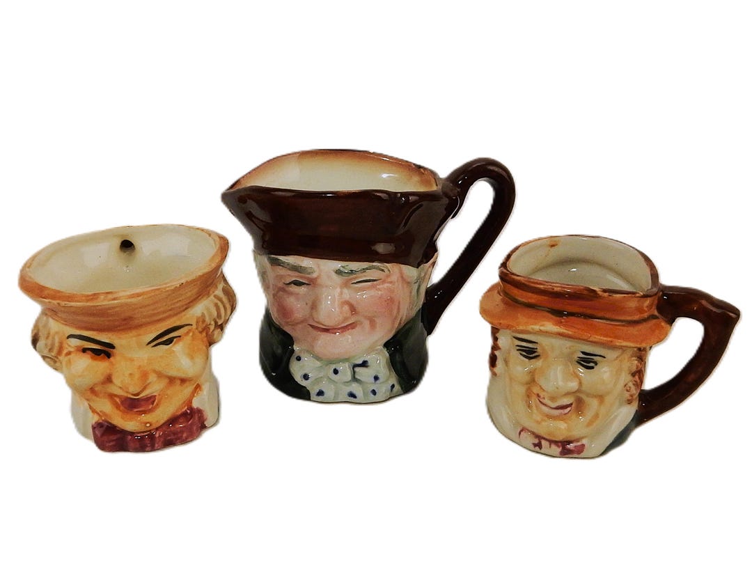 Lot of 3 Porcelain Toby Style Character Jugs, 1 Small/2 Mini, Made in ...