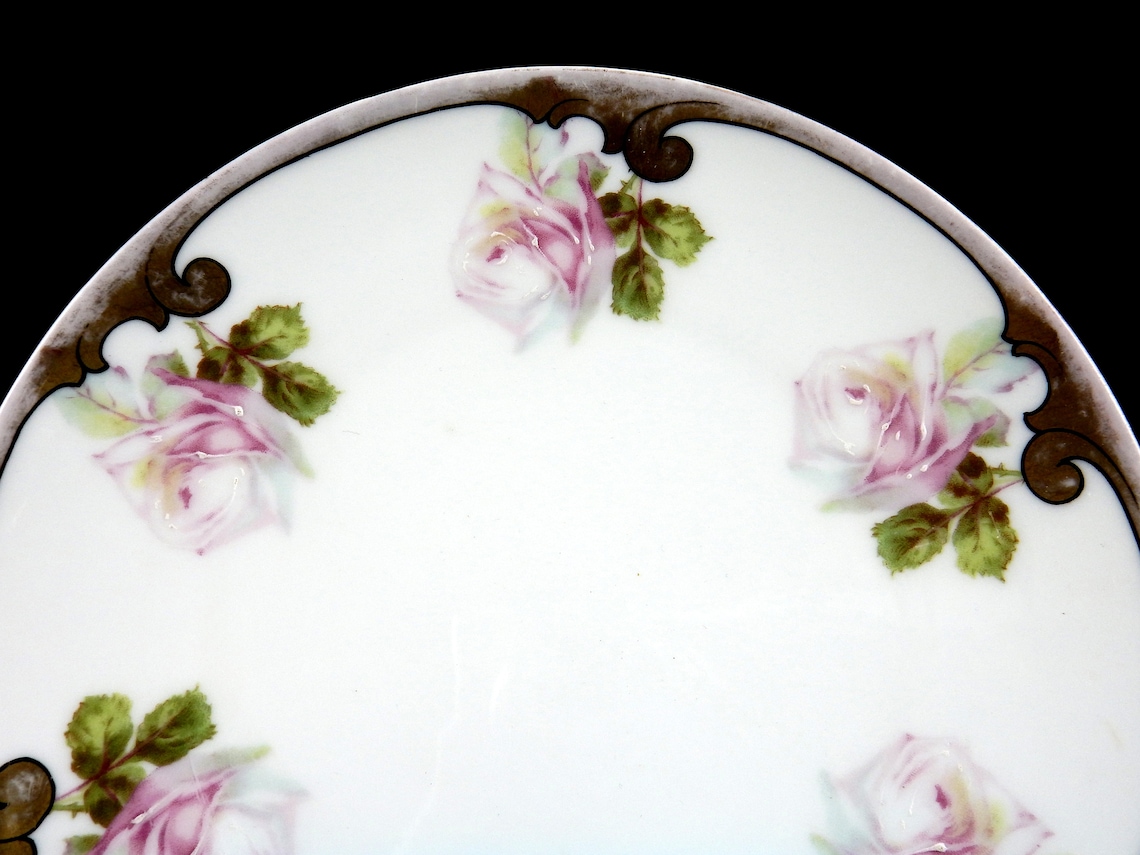 Silesia Porcelain Salad Plate Hermann Ohme Pink Painted | Etsy