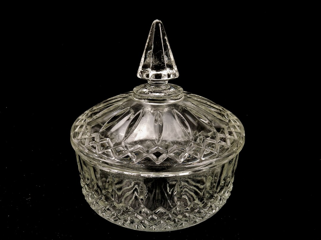 Indiana Glass Candy Dish W/lid Princess Pattern Diamonds & - Etsy