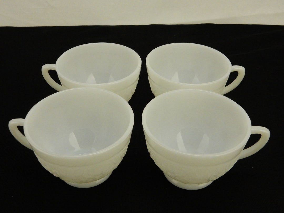 4 Anchor Hocking anchorglass Ivory Punch Cups, Vintage 1940s Sandwich ...