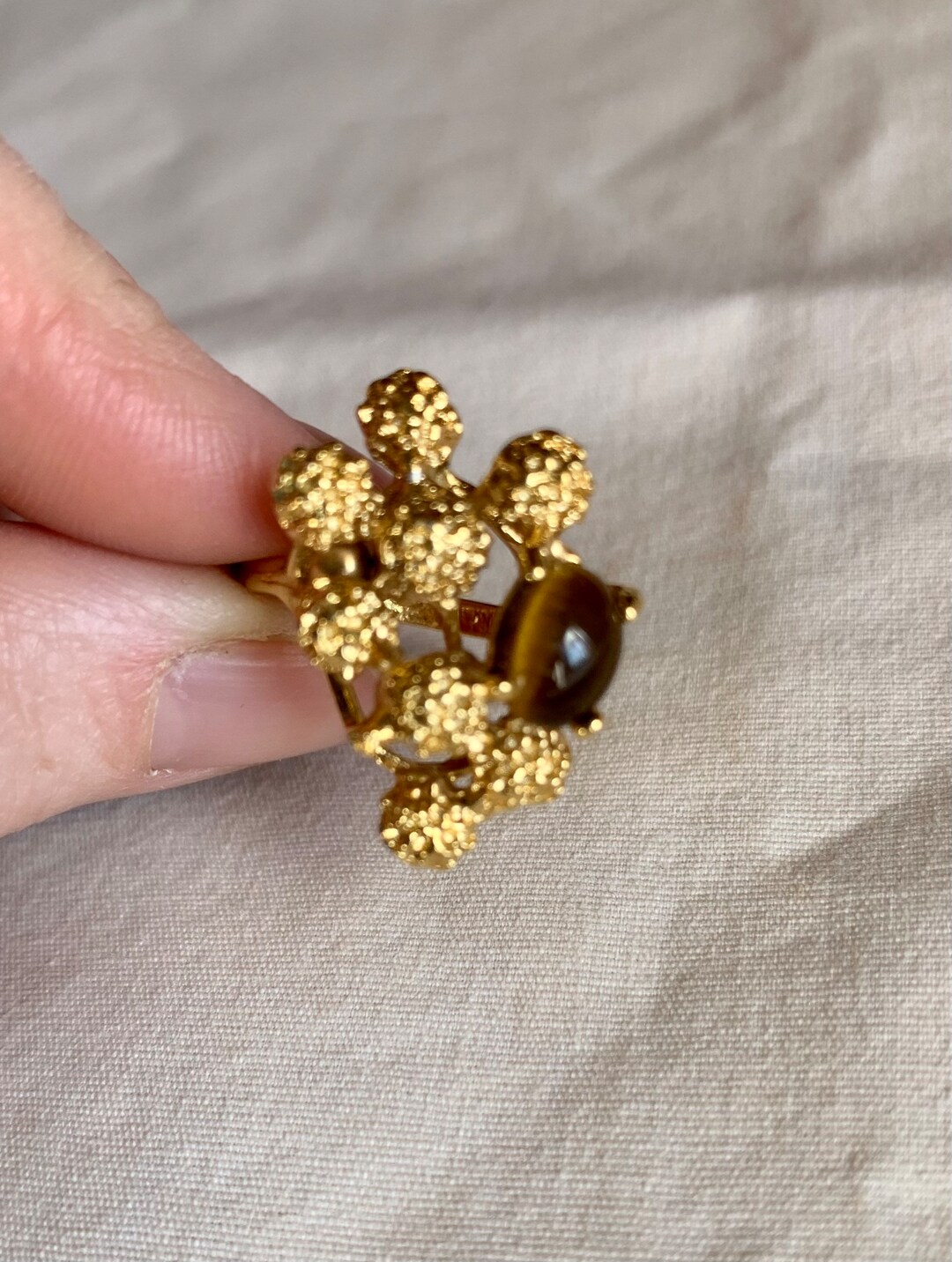 Vintage 18k HGE Tiger Eye/gold Nugget Ring. Size 7 RG101 - Etsy