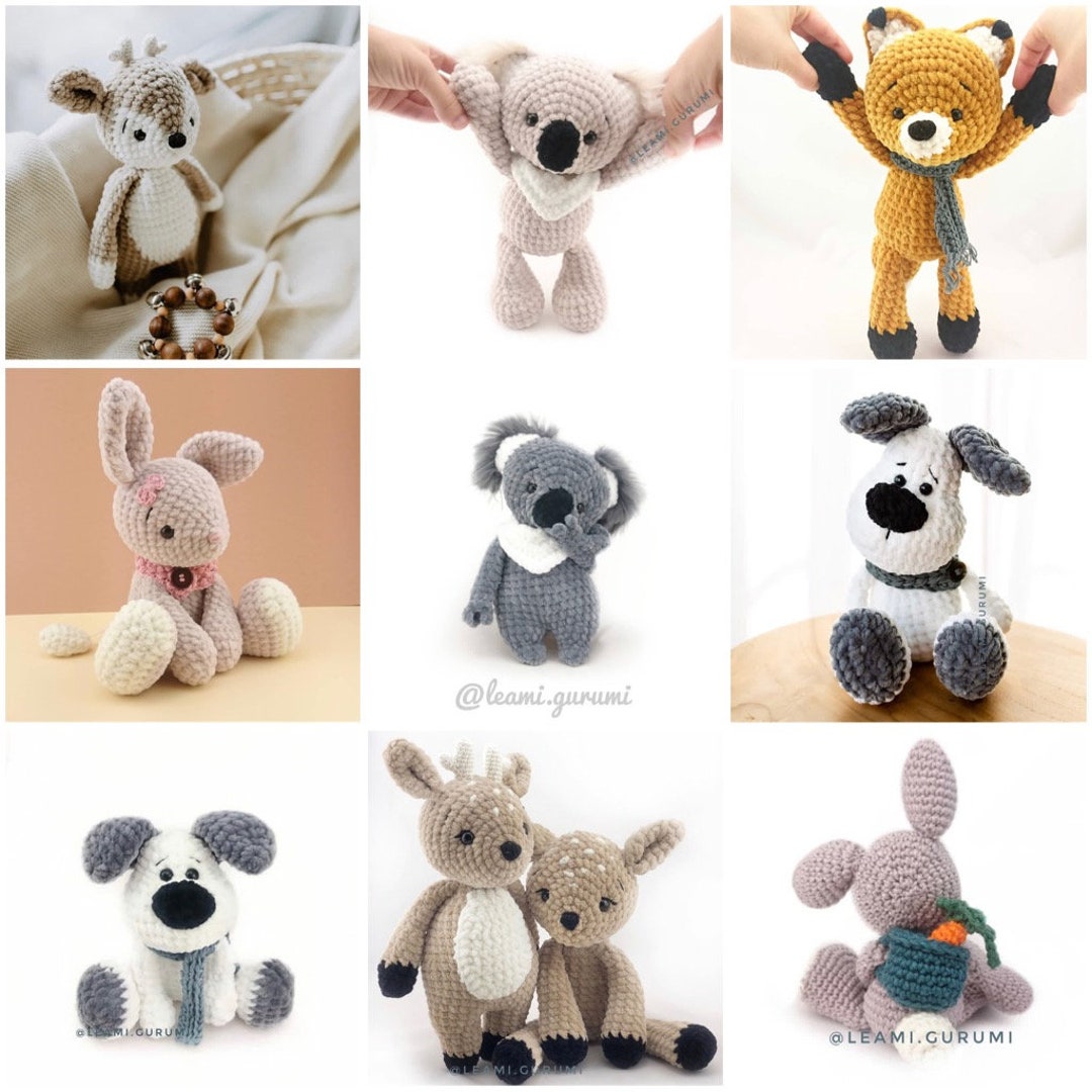 5 X PDF Crochet Instructions For: Fox Foxi, Dog Elvis, Deer Rita ...