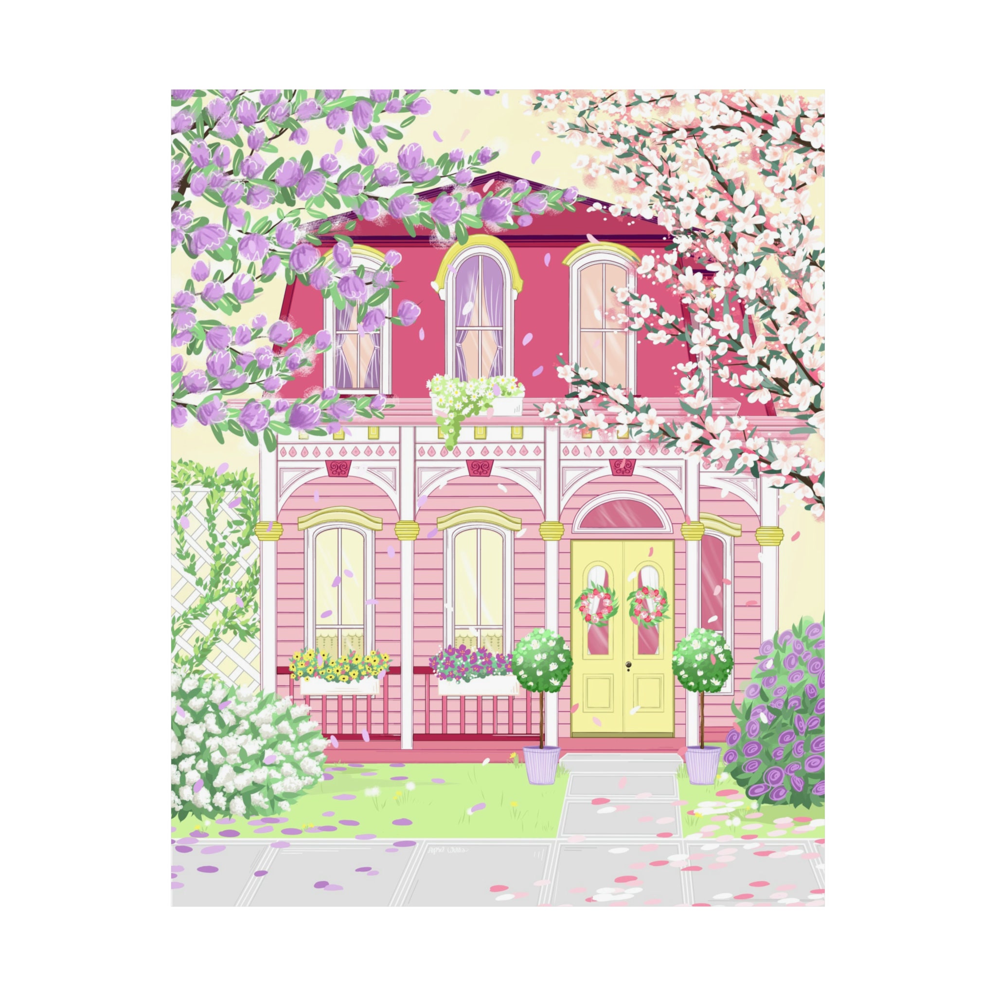The Pink House Art Print Poster - Etsy