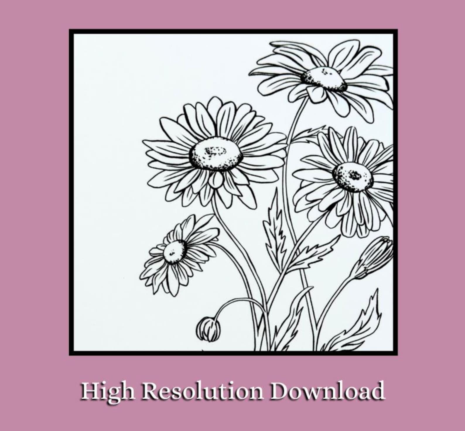 April Daisies Digital Download, Birth Month Art Printable, Instant ...