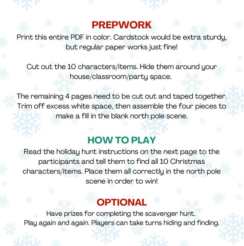 Christmas Scavenger Hunt Game Printable, Kids Scavenger Hunting ...