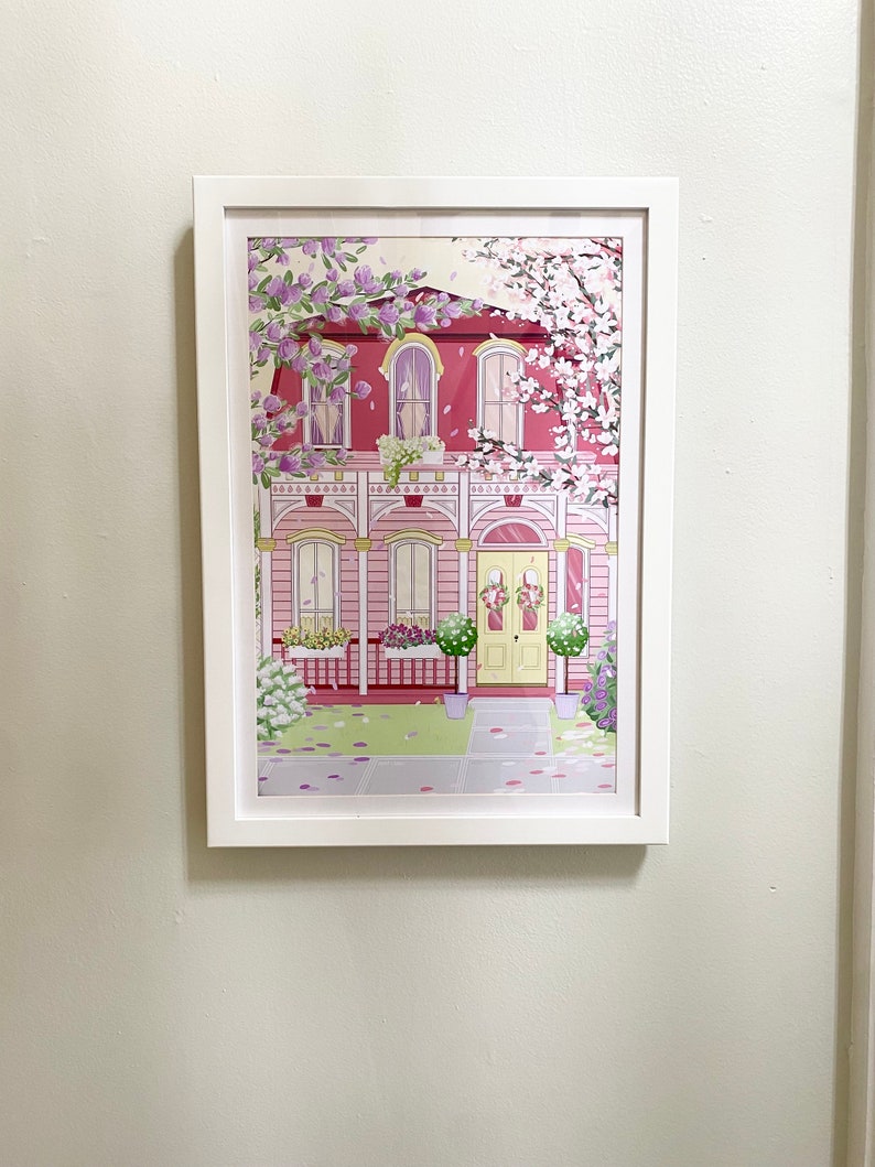 The Pink House Art Print Poster - Etsy